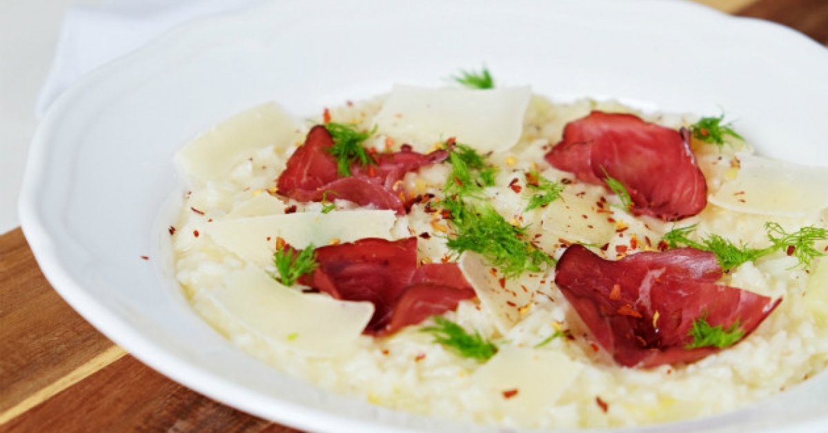 Fotorecept: talianske rizoto s feniklom, citrónom a bresaolou - ZDRAVIE.sk